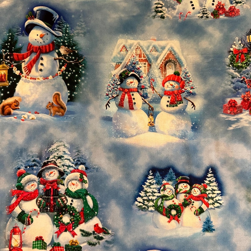 Snowman Fabric - Etsy