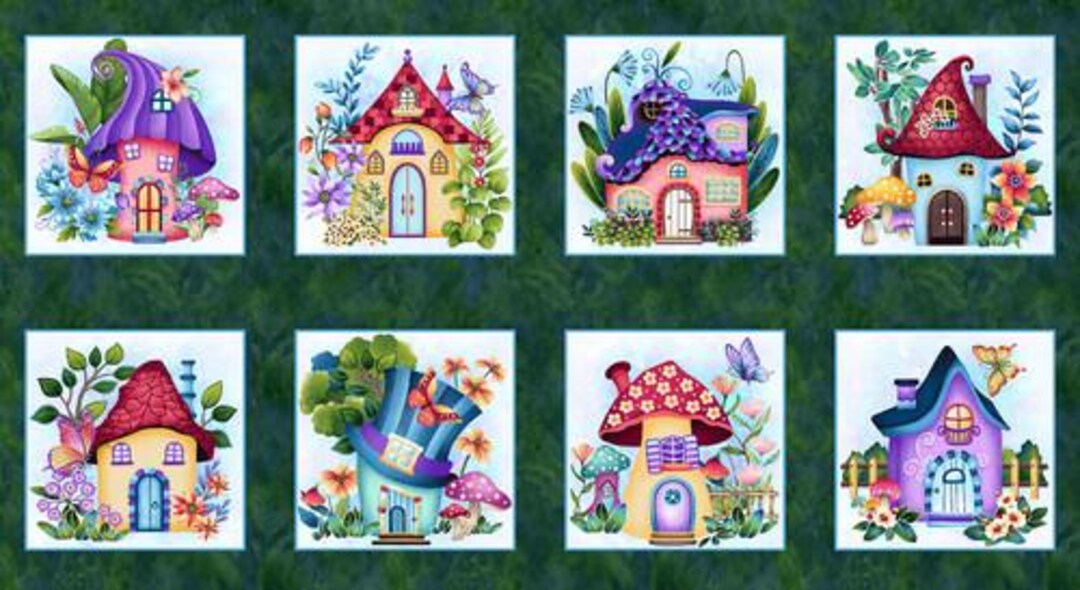 NEW! Panel - Down the Fairy Path Houses by Henry Glass - Magical ...