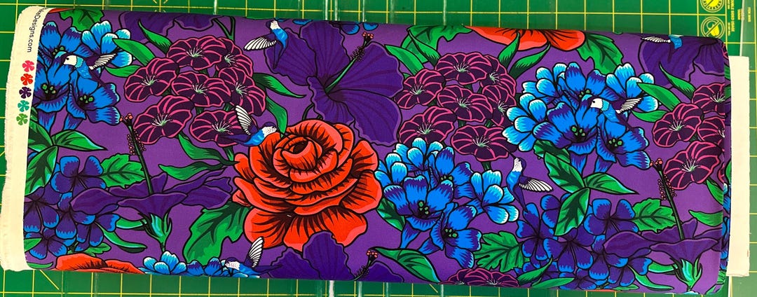 EOB 24"x44" Botanic Blast Roses on Purple by Riley Blake - Large Scale ...