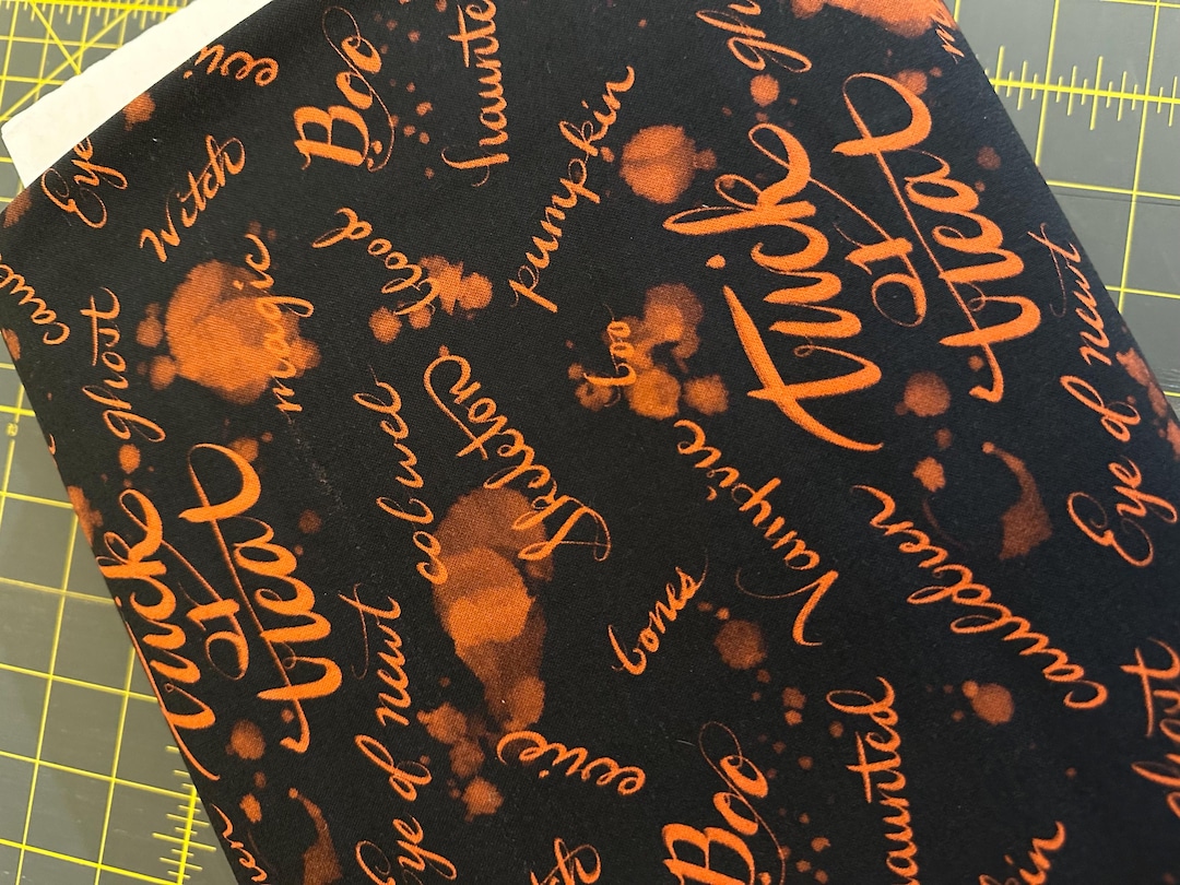 Half Yard - Costumes & Cobwebs by Freespirit - Halloween Phrases on ...