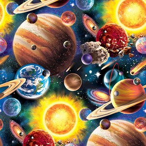 NEW Half Yard Final Frontier Solar System by 3 Wishes Space Galaxy ...