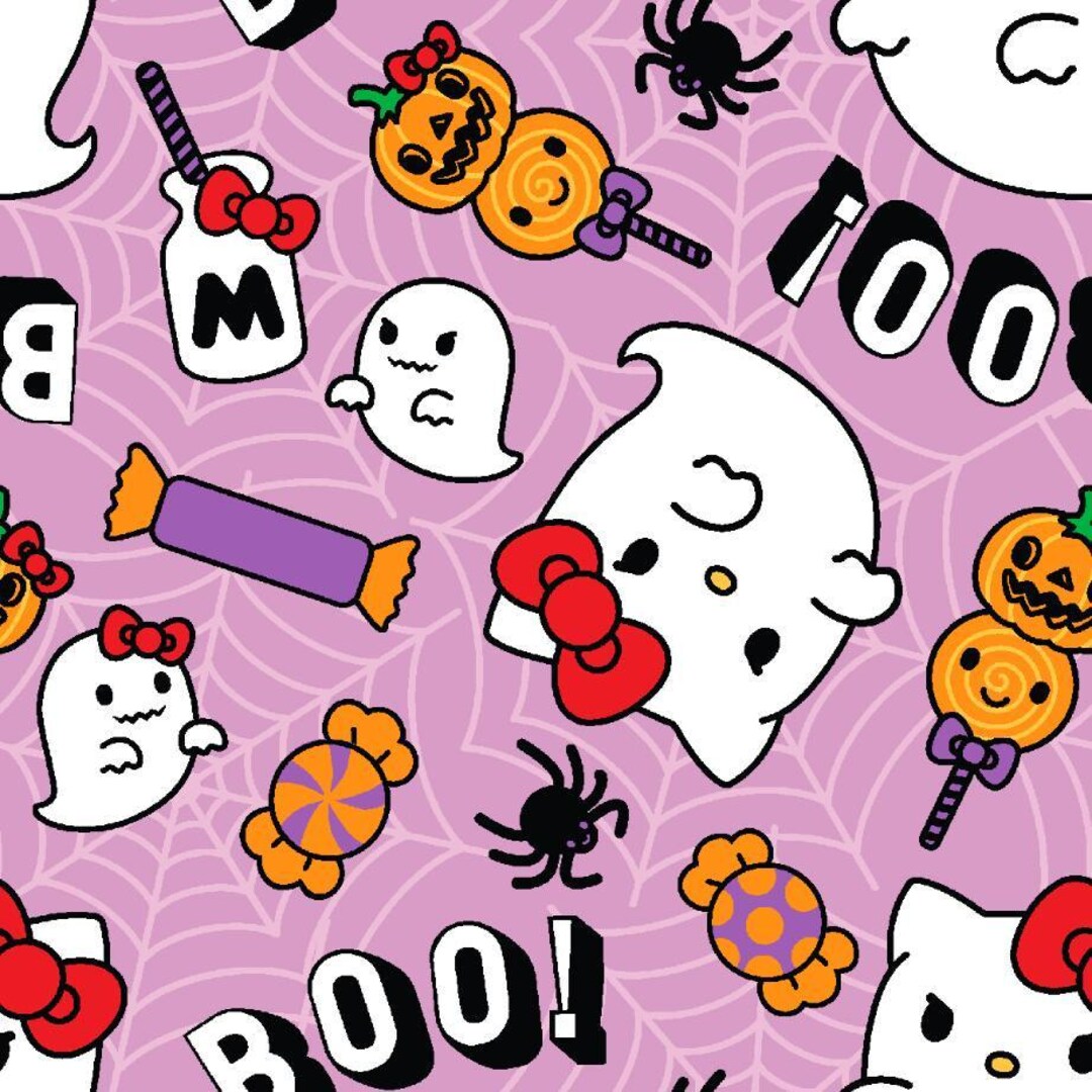NEW Half Yard Sanrio Halloween Hello Kitty Ghosts Boo on Purple by ...