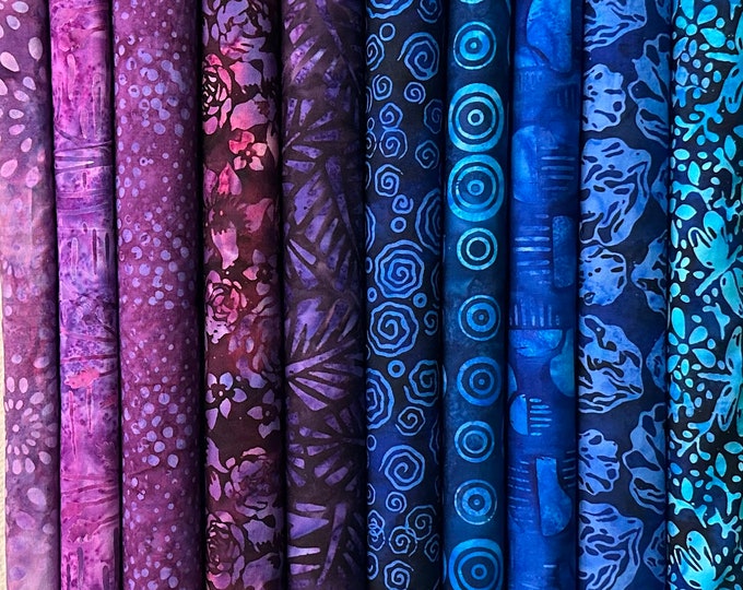 Purple Mountain Majesty 10 Fqs Batik Bundle Assorted Batiks by Riley ...