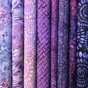 Vibrant Batik Color Bundles Assorted Colorful Batik Fat Quarter Sets Cotton Fabric by Riley ...