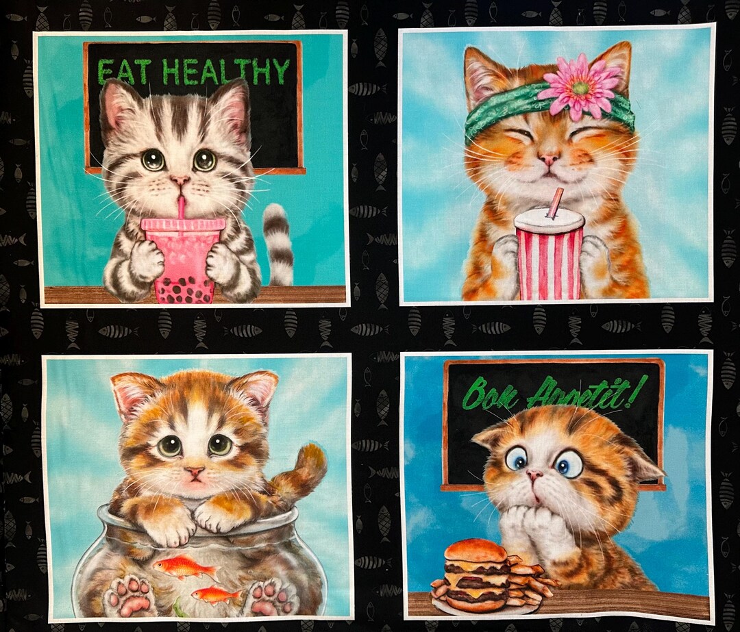 NEW! Panel - Instafamous Cat Blocks Squares Patches by Studioe ...