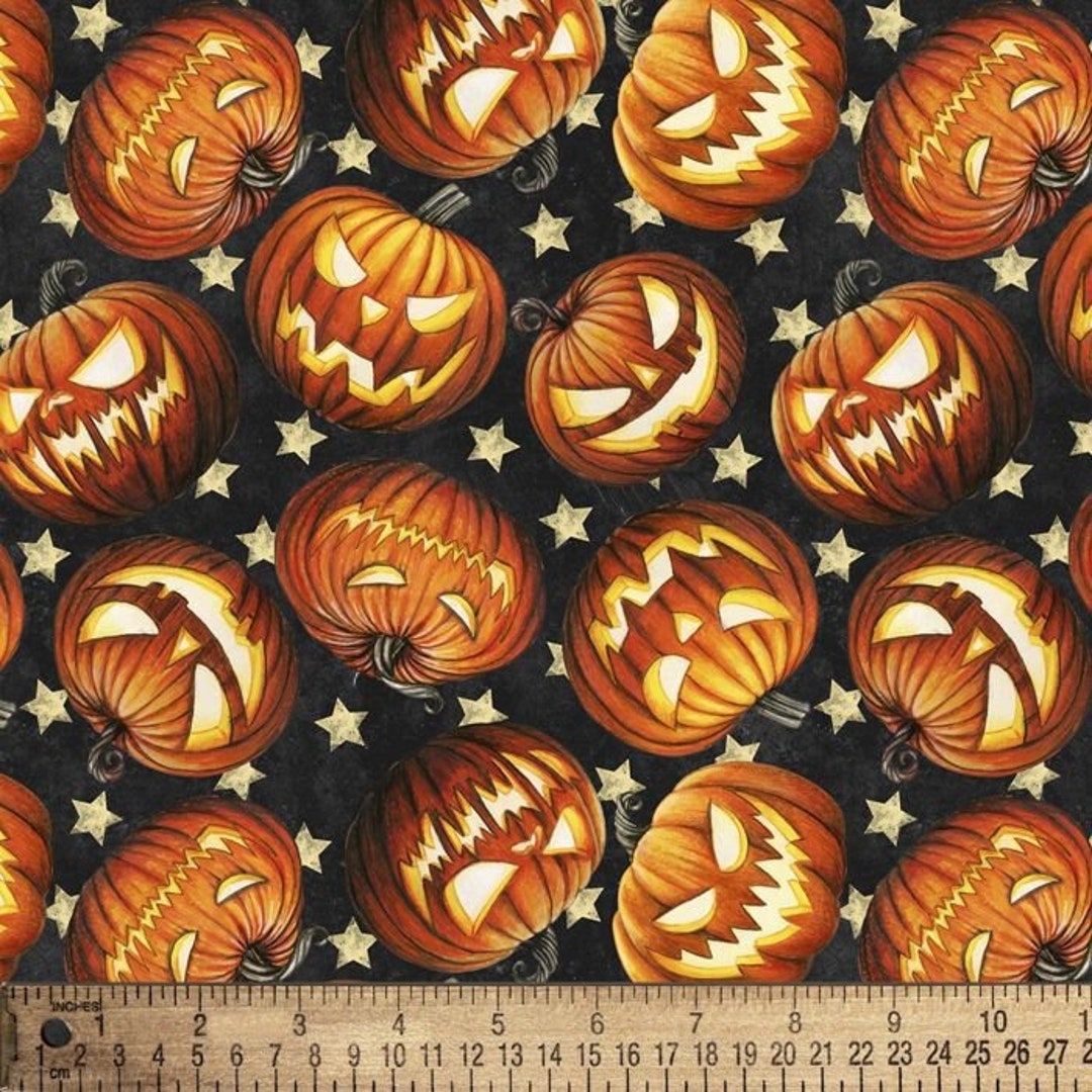 NEW Half Yard Painterly Jacks by David Textiles Halloween Carved ...