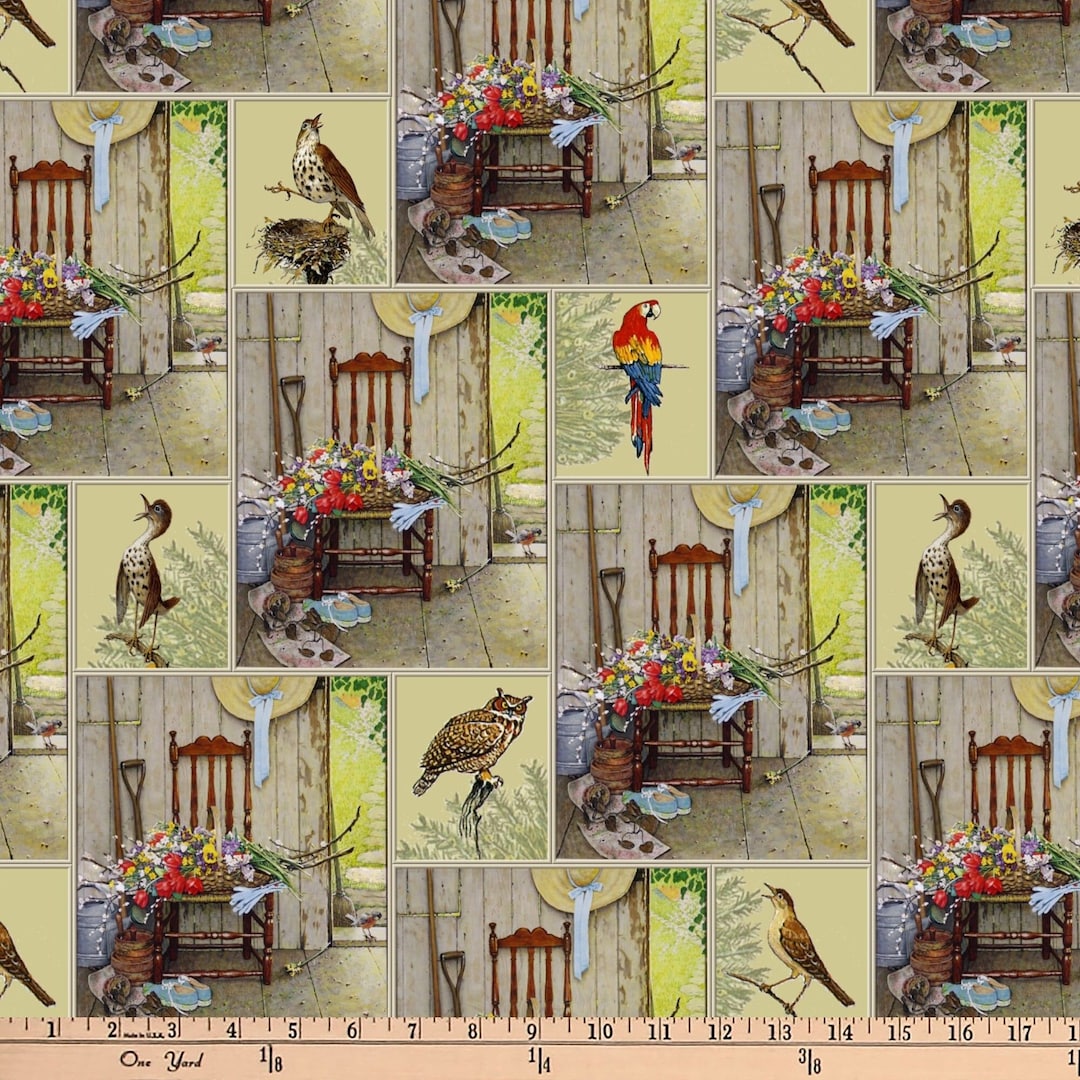 Half Yard Norman Rockwell Spring Flowers by David Textiles Spring ...