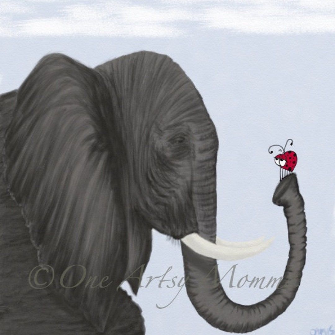 Elephant Downloadable Print, Cute Elephant Painting, Elephant Nursery ...