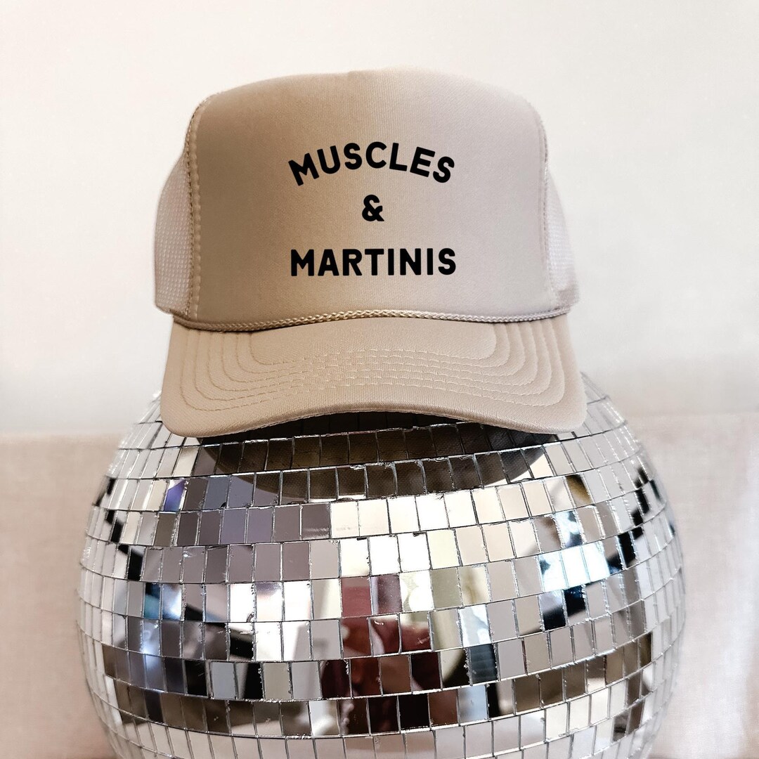 Muscles and Martinis Retro Trucker Hat | Gym Hat | Workout Hat ...