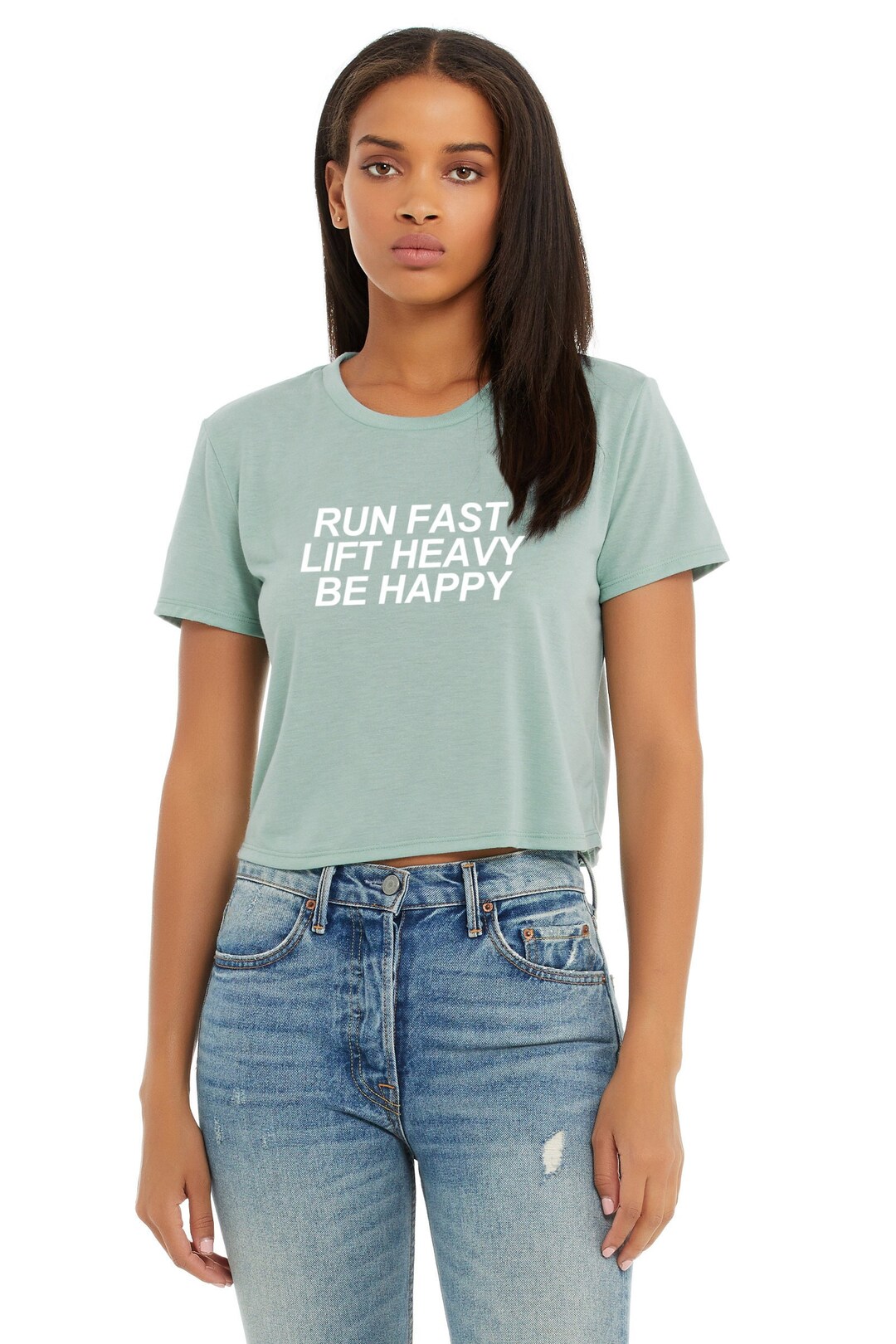 Run Fast Lift Heavy Be Happy Workout Crop Top Gym Crop Top Workout ...
