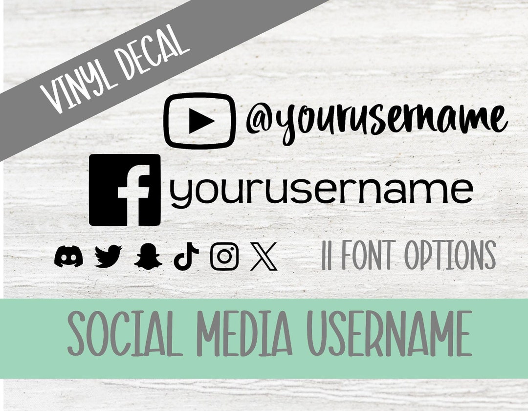 Custom Social Media Username Vinyl Decal | Promotional Decal | Facebook ...