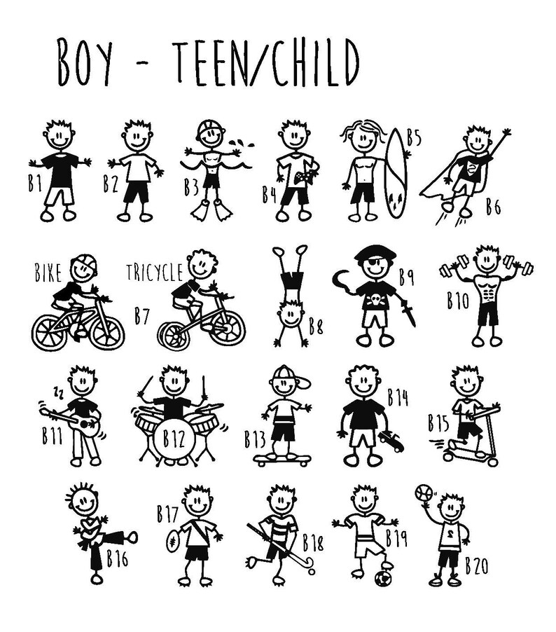 Create Your Own Stick Figure Family Decal/Sticker | Etsy