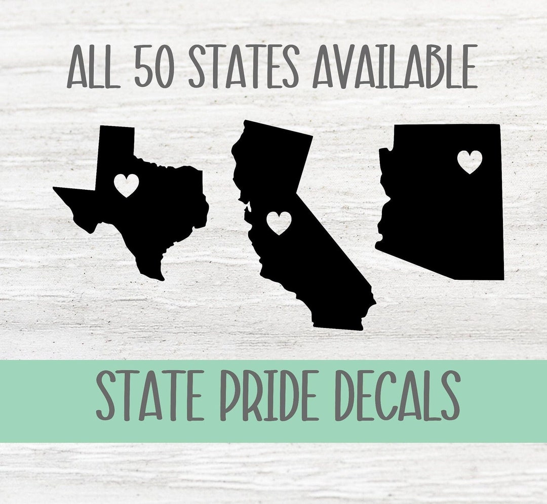 ANY State With Heart Cutout Vinyl Decal/sticker - Etsy