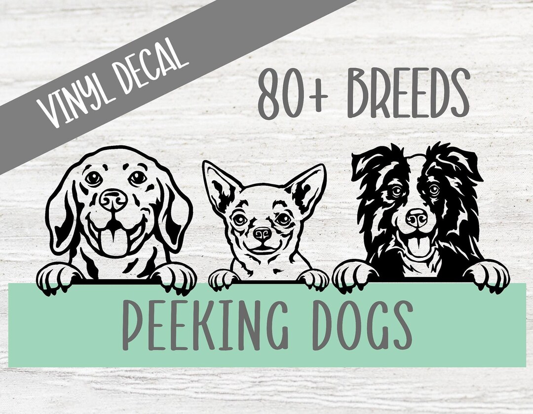 Peeking Dog Vinyl Decals/stickers ((beagle, Boxer, Bulldog, Collie ...