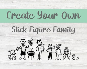 Create Your Own Stick Figure Family Vinyl Decal/sticker - Etsy