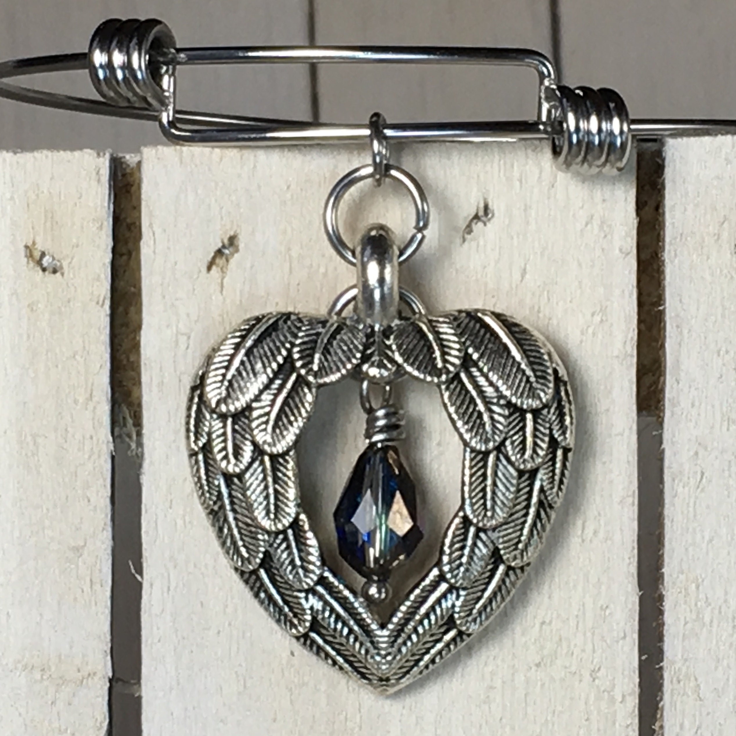 Hearts Beacon Bracelet Angel Wing Bermuda Blue Swarovski | Etsy