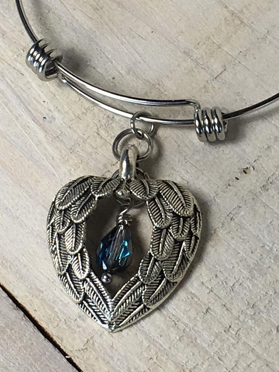 Hearts Beacon Bracelet Angel Wing Bermuda Blue Swarovski - Etsy