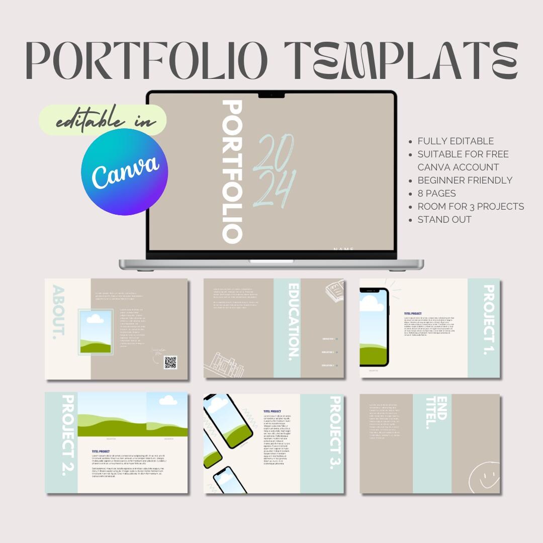 Editable Canva Portfolio Template for Job Seekers, Freelancers ...
