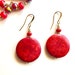 Deep Red Coral Earrings and Czech Beads - Etsy