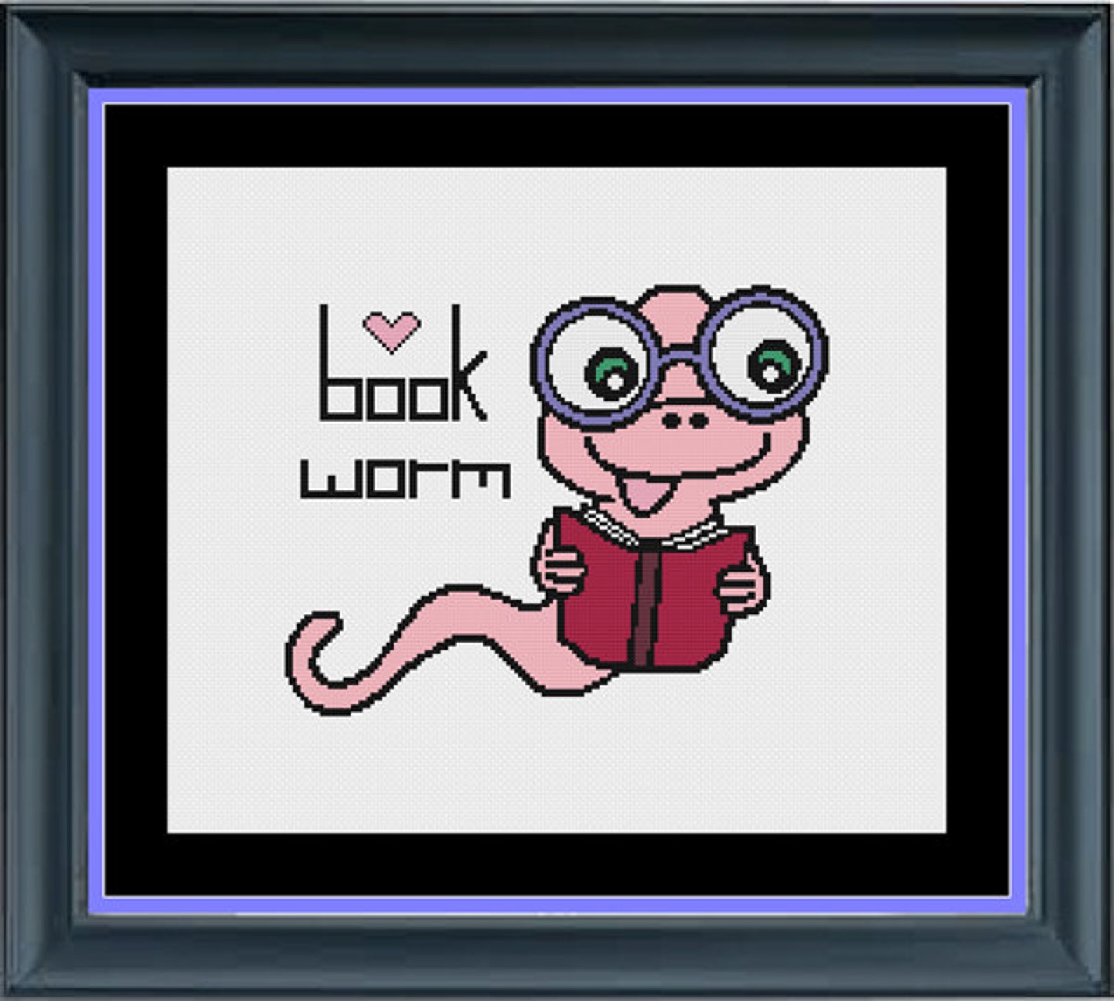 Book Lover Bookworm Counted Cross Stitch Pattern INSTANT - Etsy