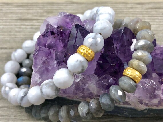 Pulsera elástica Labradorite Rondelle / Pulsera de - Etsy España