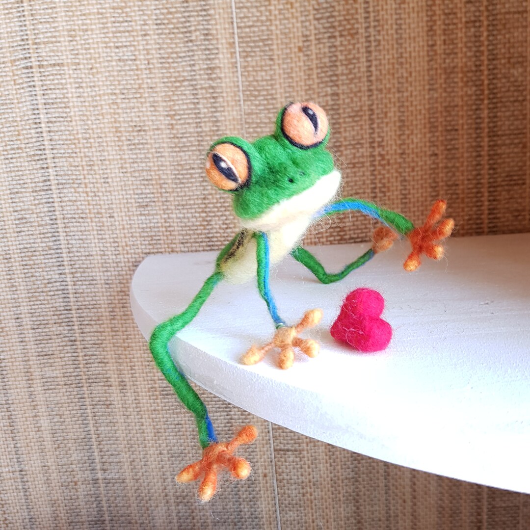 Felted Tree Frog, Collectibles Art, Needle Felted Frog, Needle Felted ...