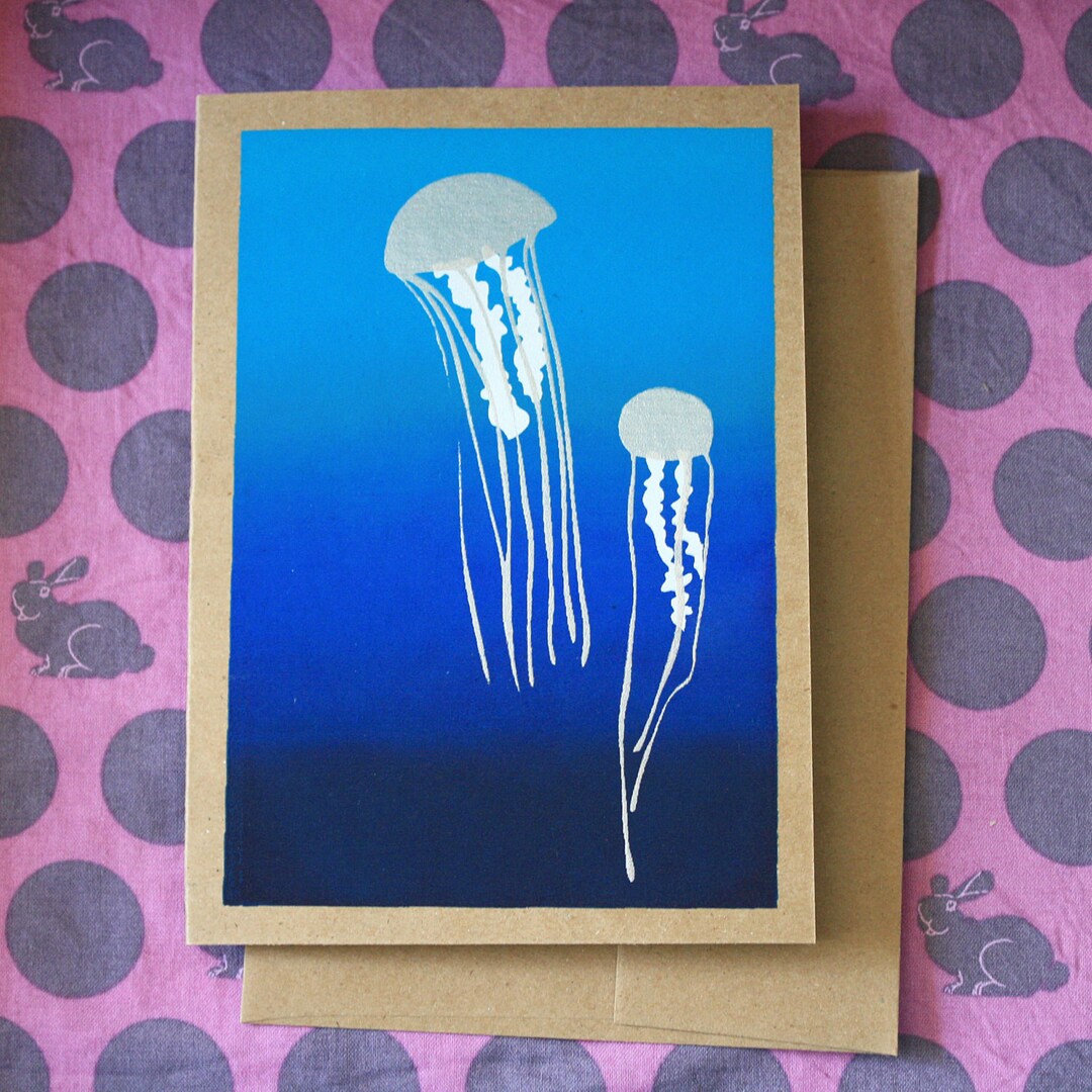 Jellyfish Screenprint Card - Etsy