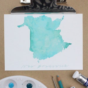 New Brunswick Map, Watercolor Map, Custom Map Gift, Map Art, Art Print ...