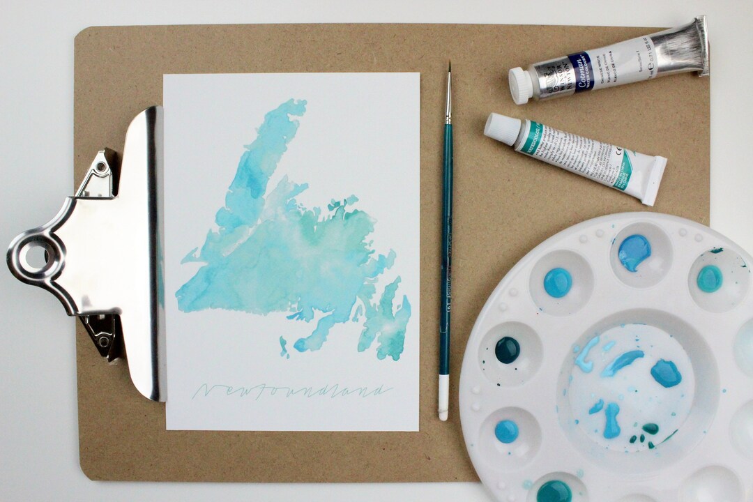 Newfoundland Map, Newfoundland Art, Newfoundland Wall Art, Watercolor ...