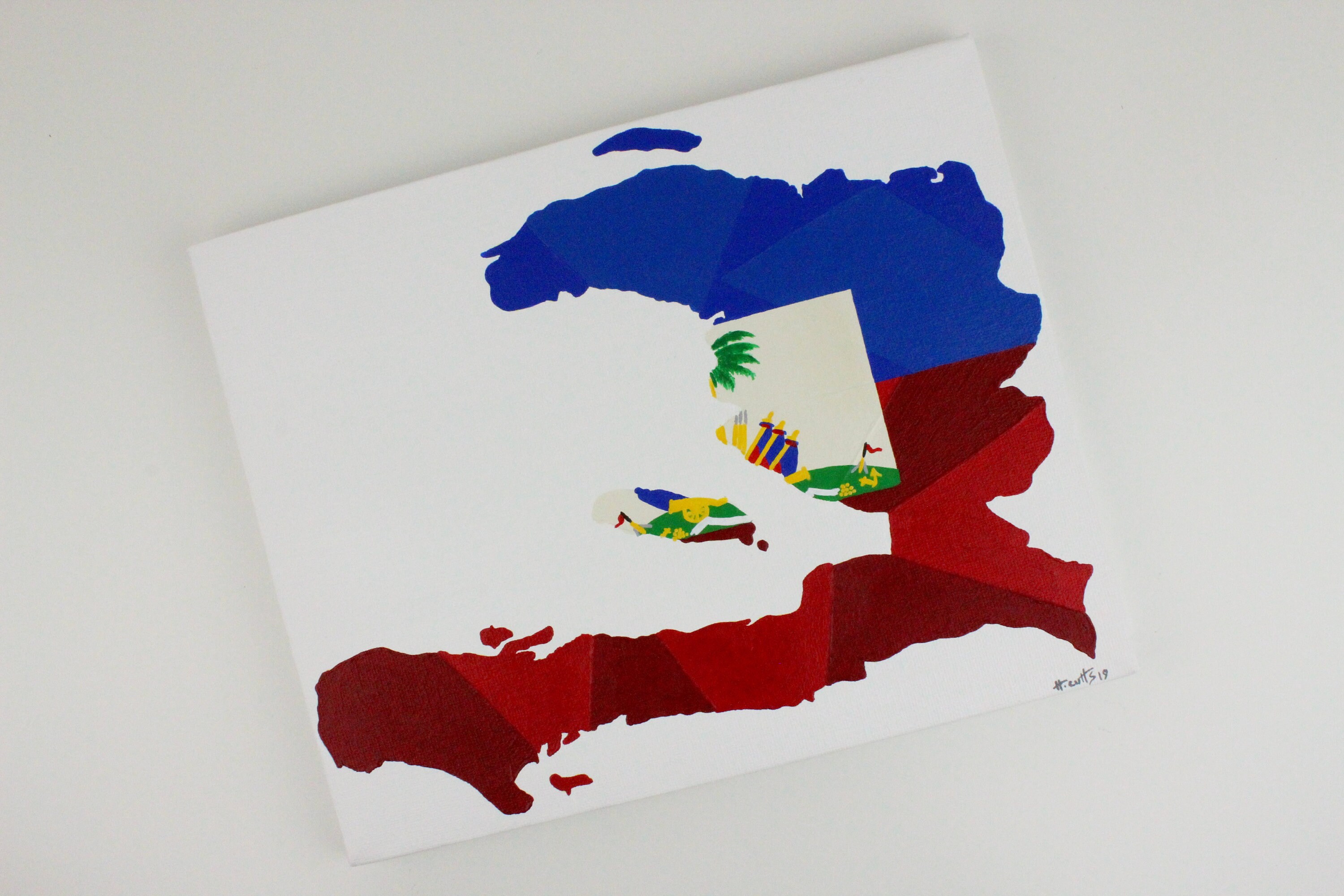 Haiti Painting Original Painting Haiti Map Haiti Flag | Etsy