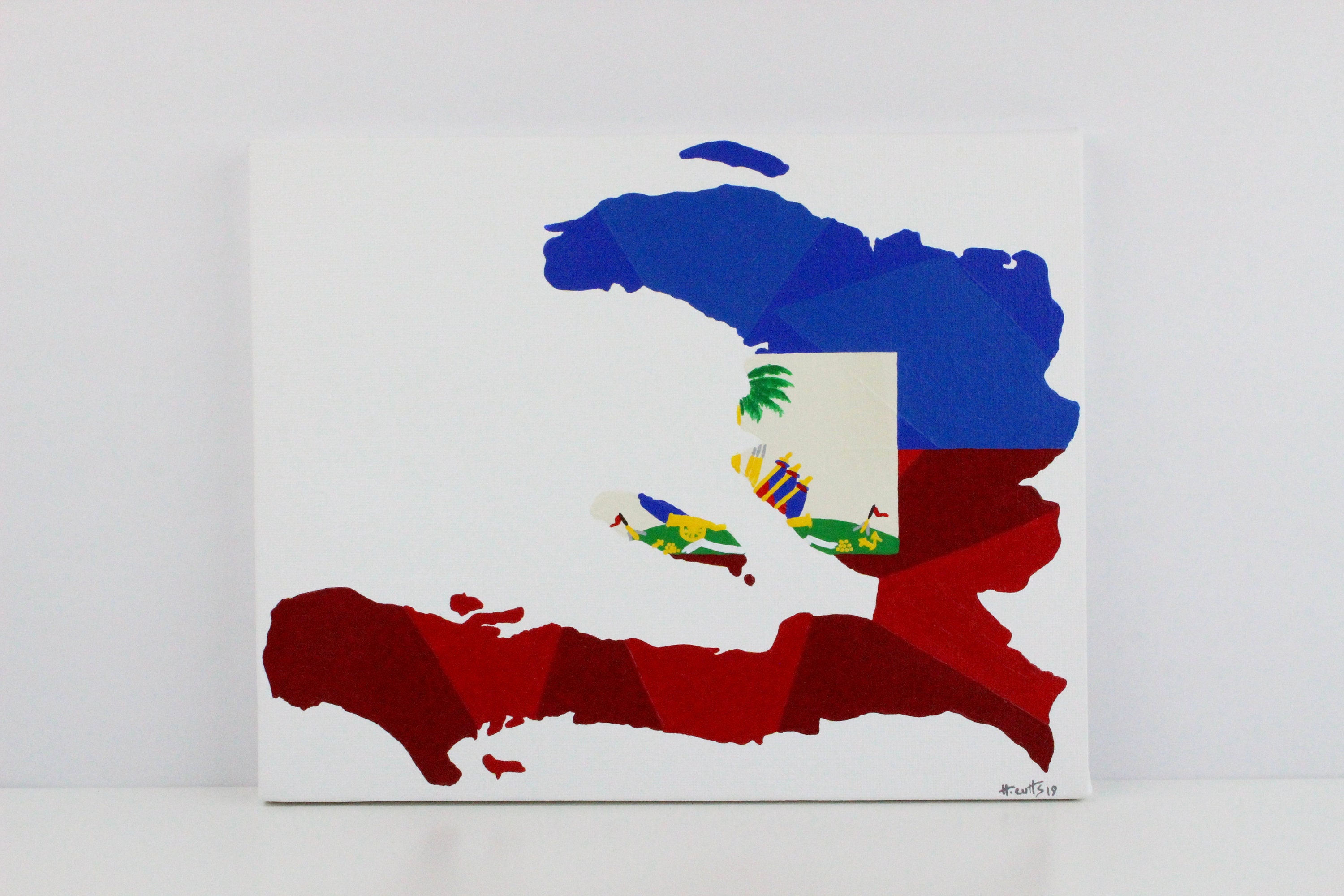 Haiti Painting Original Painting Haiti Map Haiti Flag | Etsy