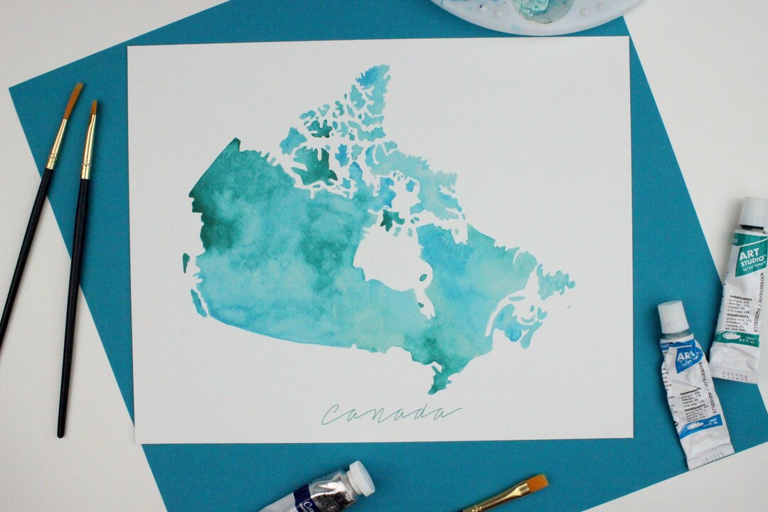 Canada Map Print, Canada Watercolor Map Print, Map of Canada, Canada ...