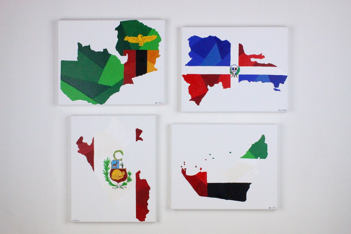 Custom Flag Map Painting, Original Painting, Custom Map Gift, Custom ...