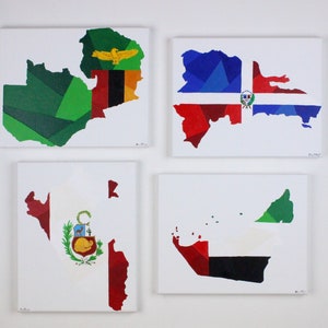 Custom Flag Map Painting, Original Painting, Custom Map Gift, Custom ...