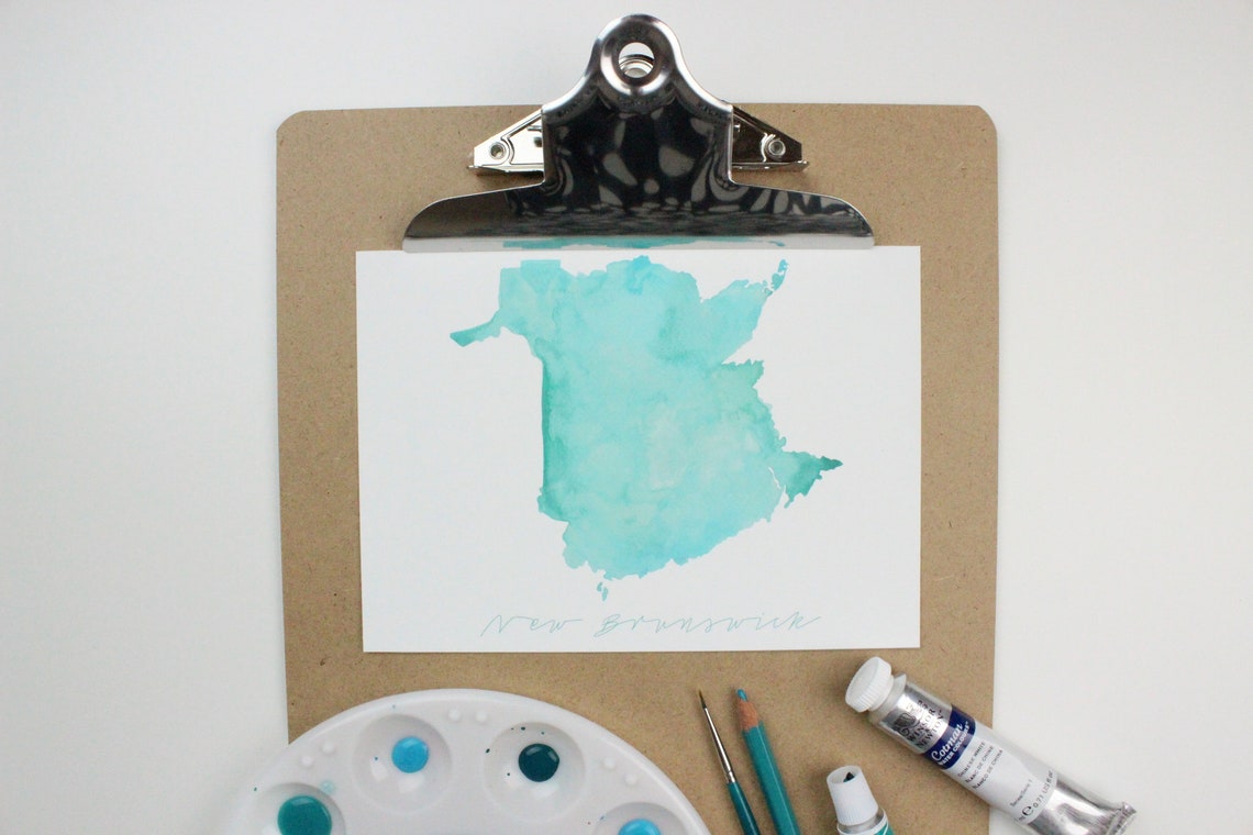 New Brunswick Map Watercolor Map Custom Map Gift Map Art | Etsy