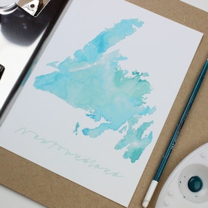 Newfoundland Map, Newfoundland Art, Newfoundland Wall Art, Watercolor ...