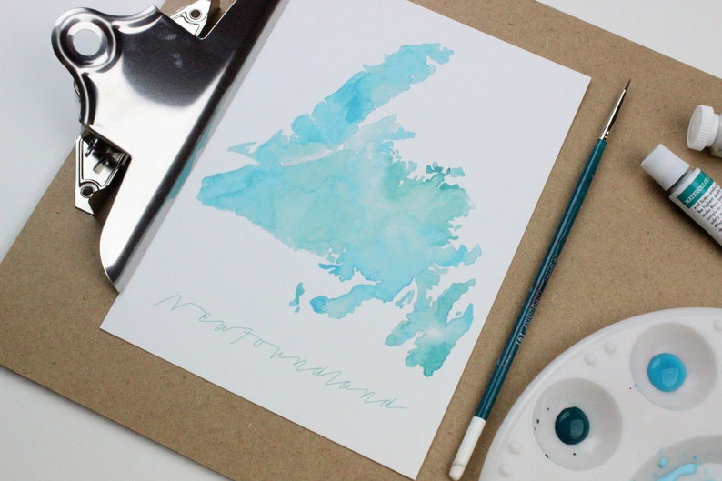 Newfoundland Map, Newfoundland Art, Newfoundland Wall Art, Watercolor ...