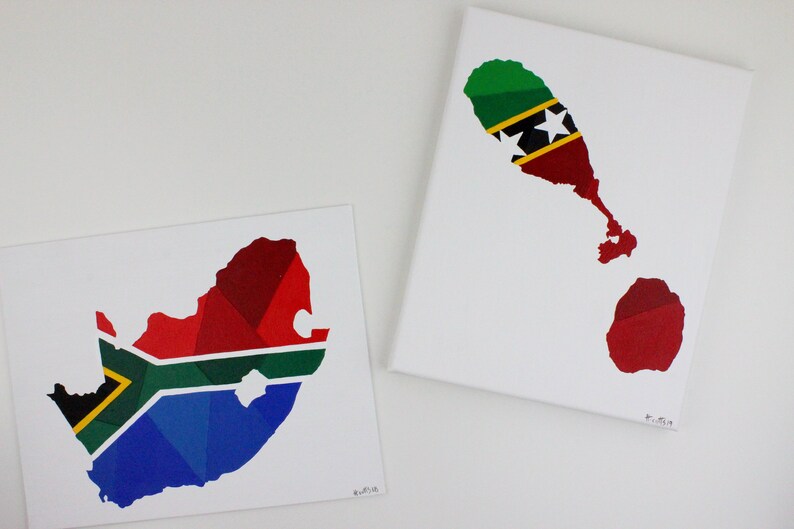 Custom Flag Map Painting, Original Painting, Custom Map Gift, Custom ...