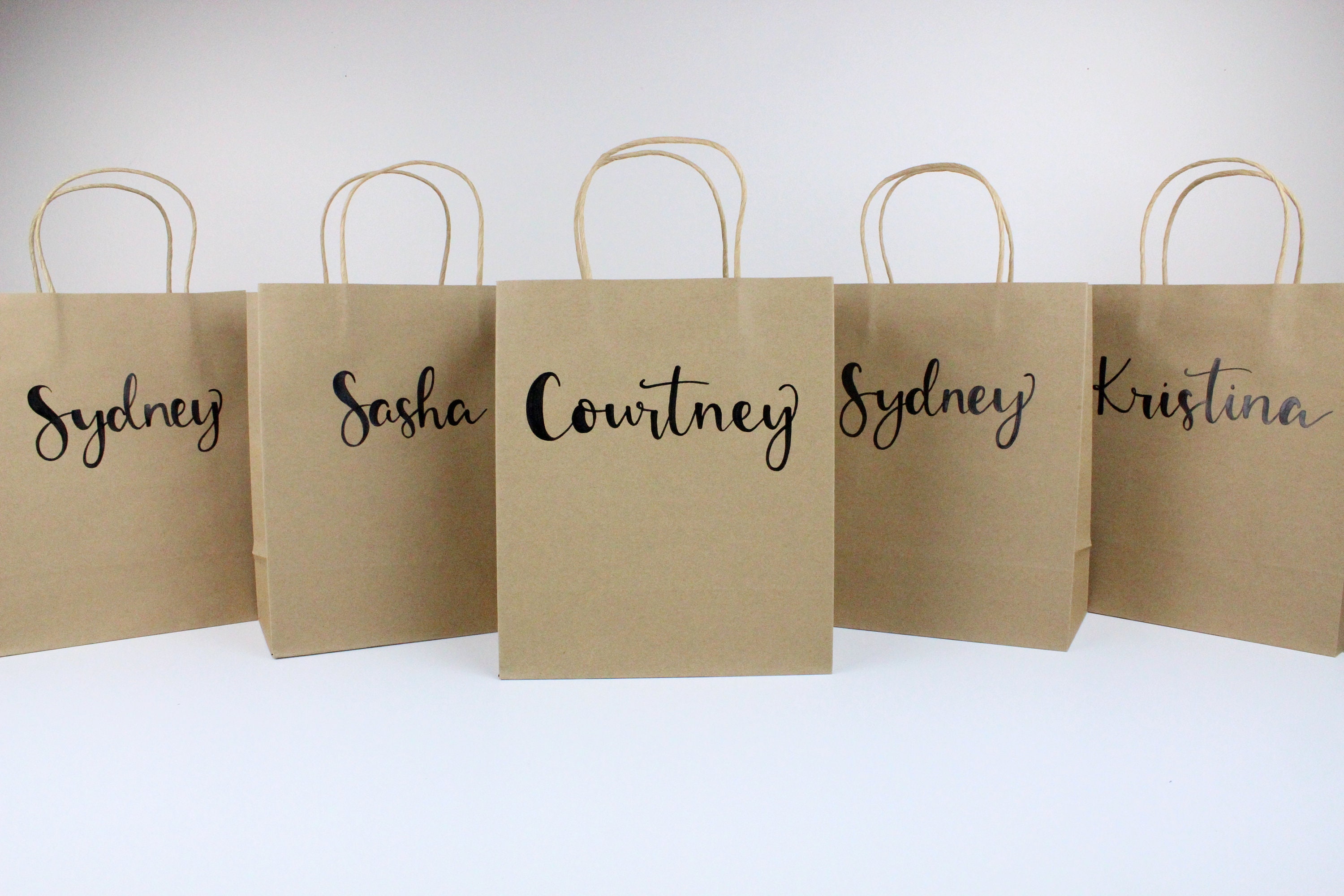 Custom Gift Bags Name Gift Bags Calligraphy Bags Bridal | Etsy
