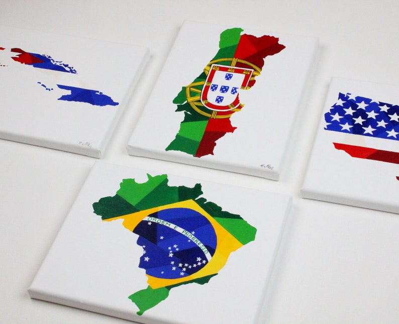 Custom Flag Map Painting Original Painting Custom Map Gift - Etsy