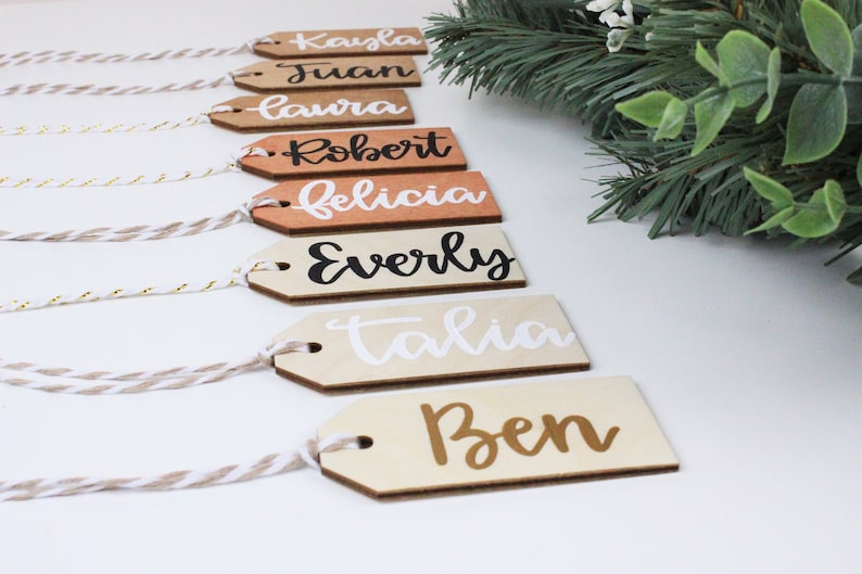 Custom Wood Gift Tags, Personalized Wood Tags, Wooden Christmas Gift ...