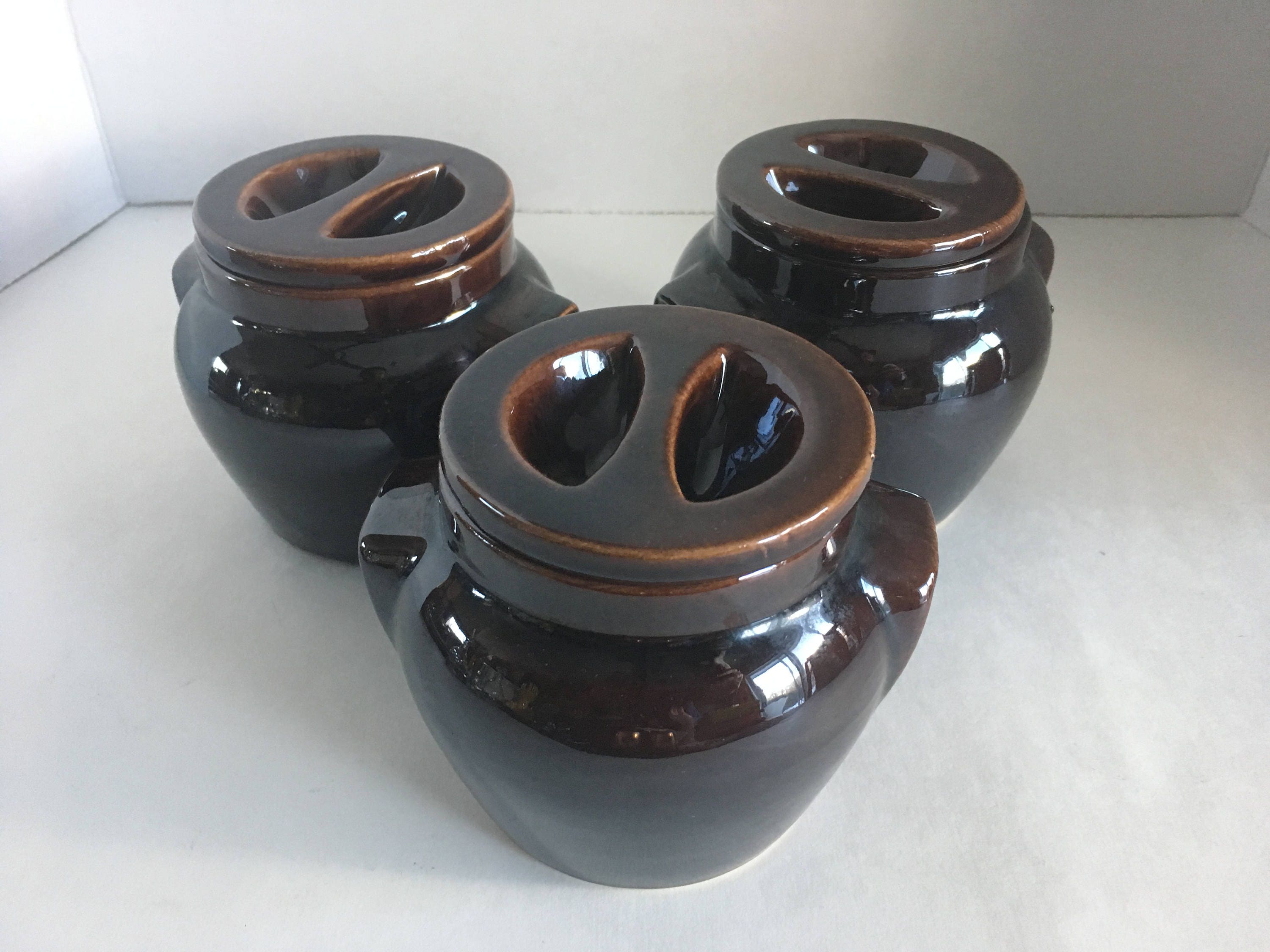 Set of 3 Glazed Vintage Inividual Bean Pots | Beauceware Montreal ...