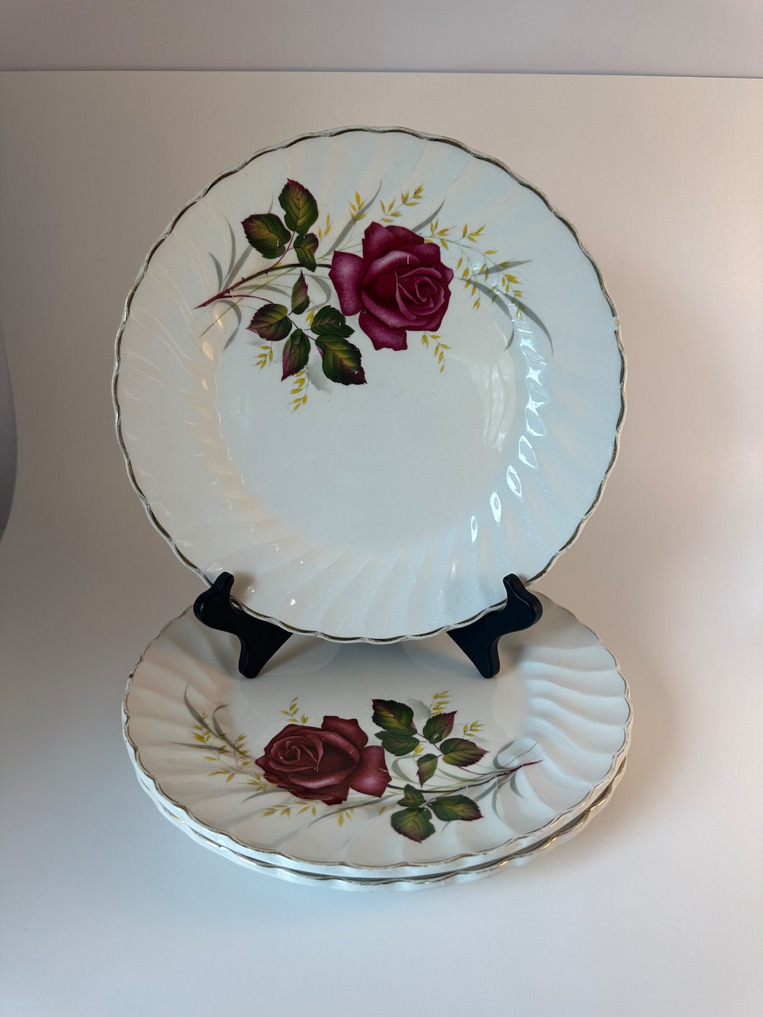 Vintage MYOTT STAFFORDSHIRE England "anniversary Rose" Pattern Dark ...