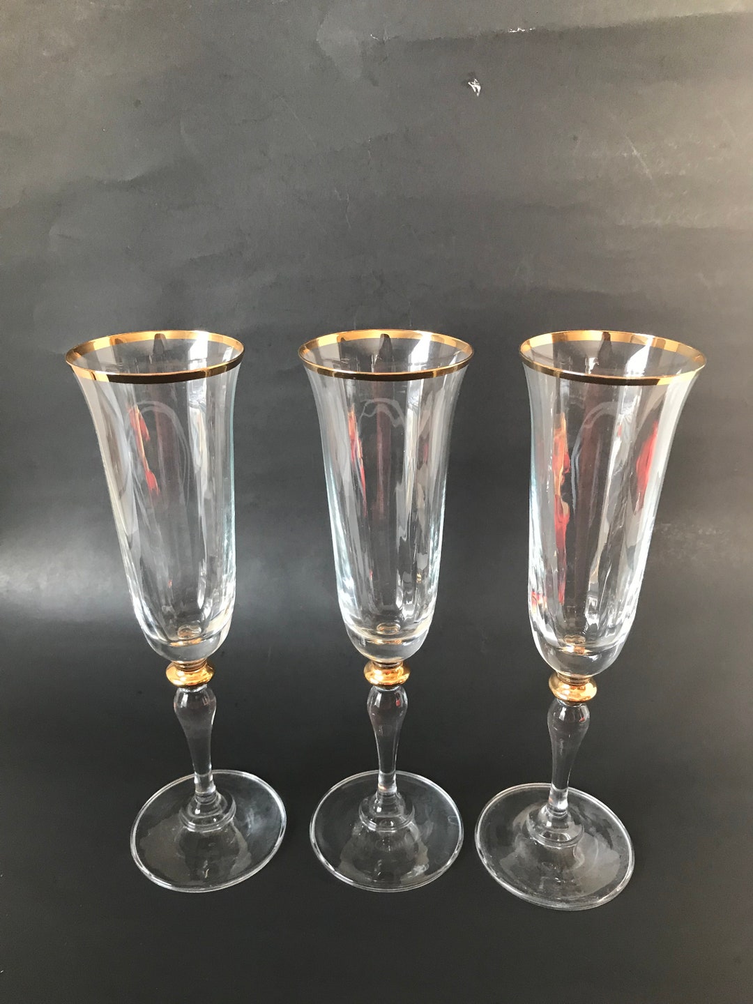 Classic Gold Pattern Crystal Fluted Champagne Glasses by Colony Glass ...