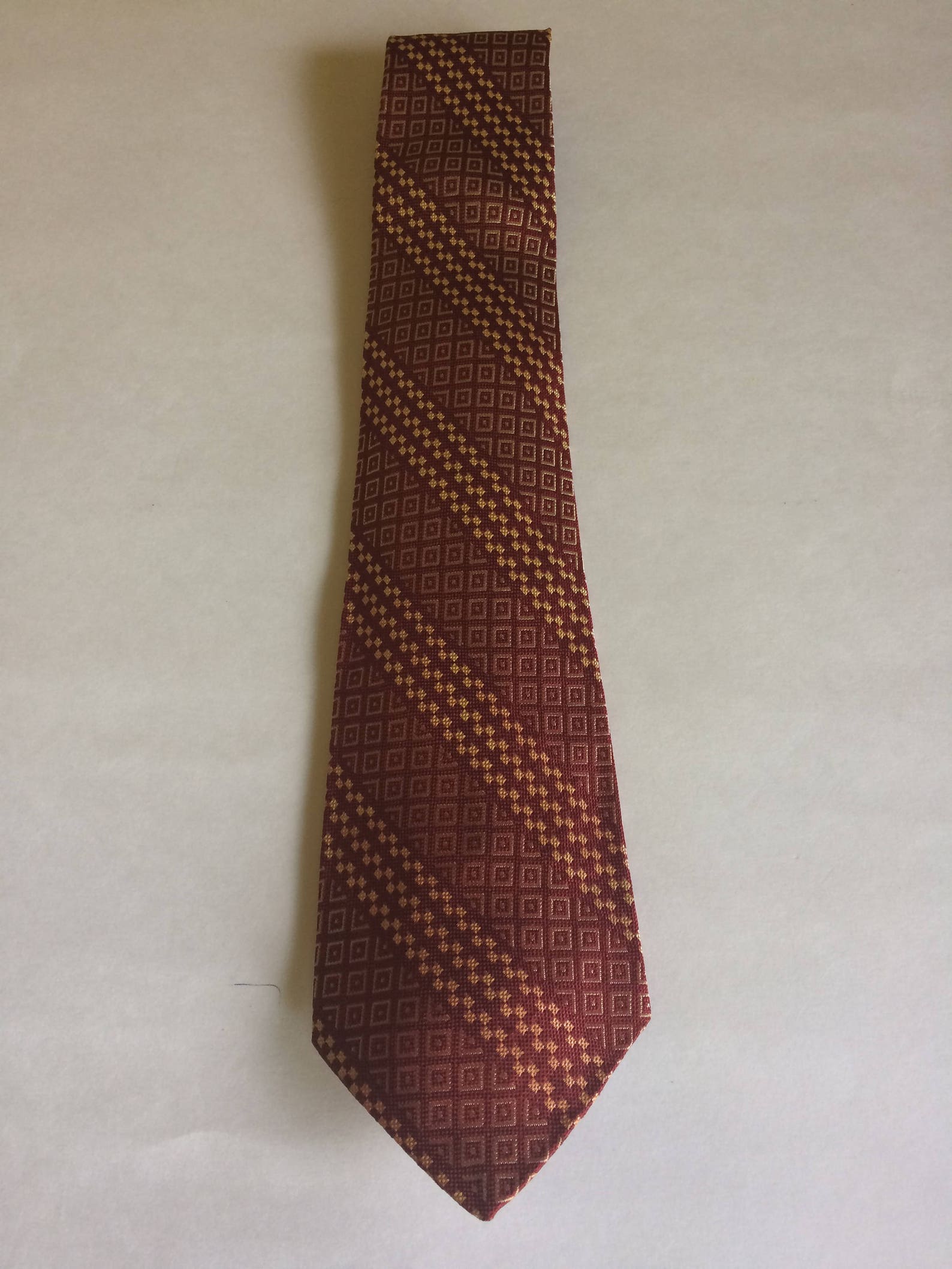 Vintage Geometric Pattern Wide Tie Red Textured All Silk | Etsy