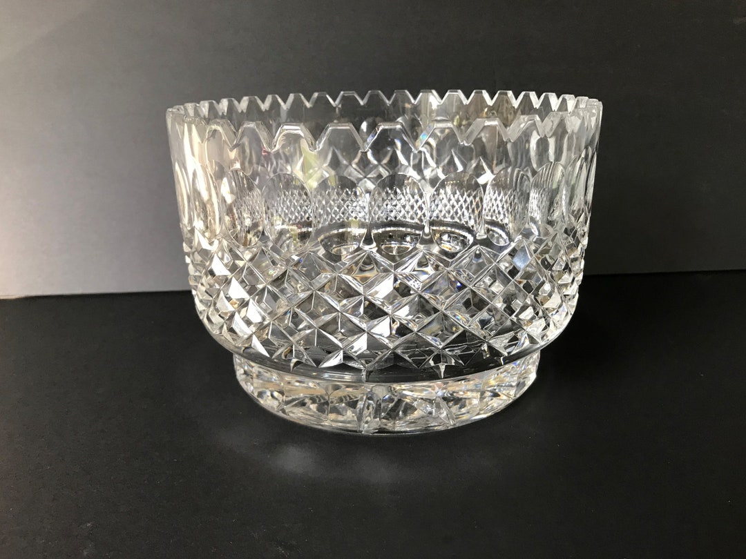 Deep Cut Crystal Bowl Featuring Diamond Cuts and Thumb Prints Footed ...