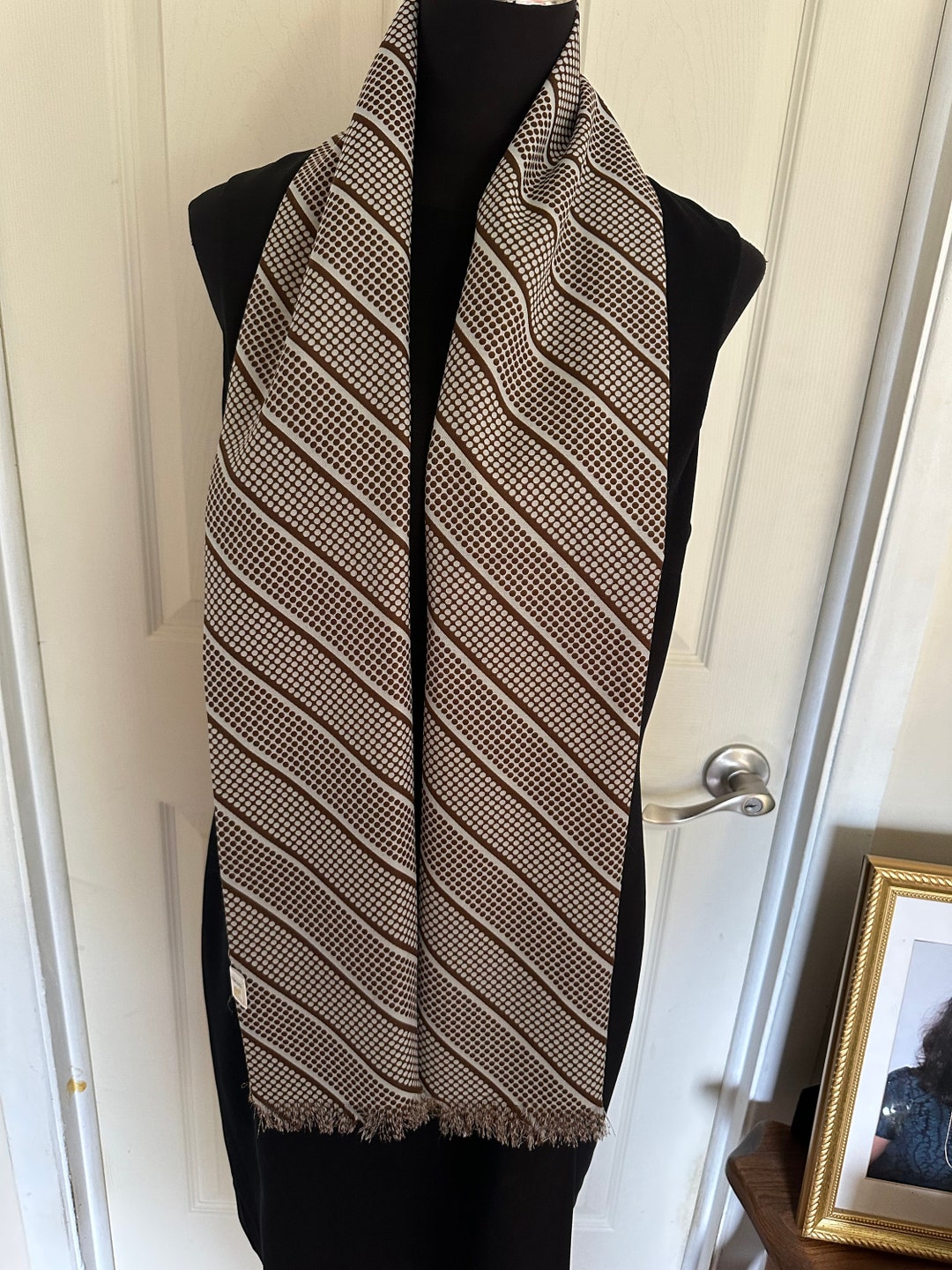 Vintage Reversible Men's Opera Scarf Ascot Shawl Muffler Fringed Polka ...