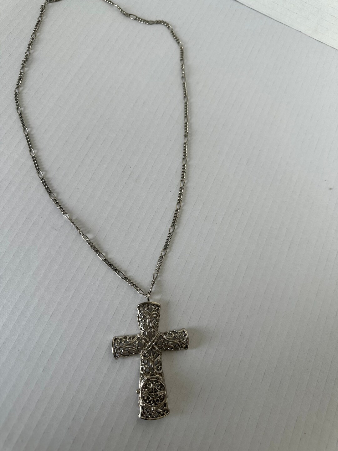 Vintage Filigree Silver Cross Pendant With Quartz Watch - Etsy