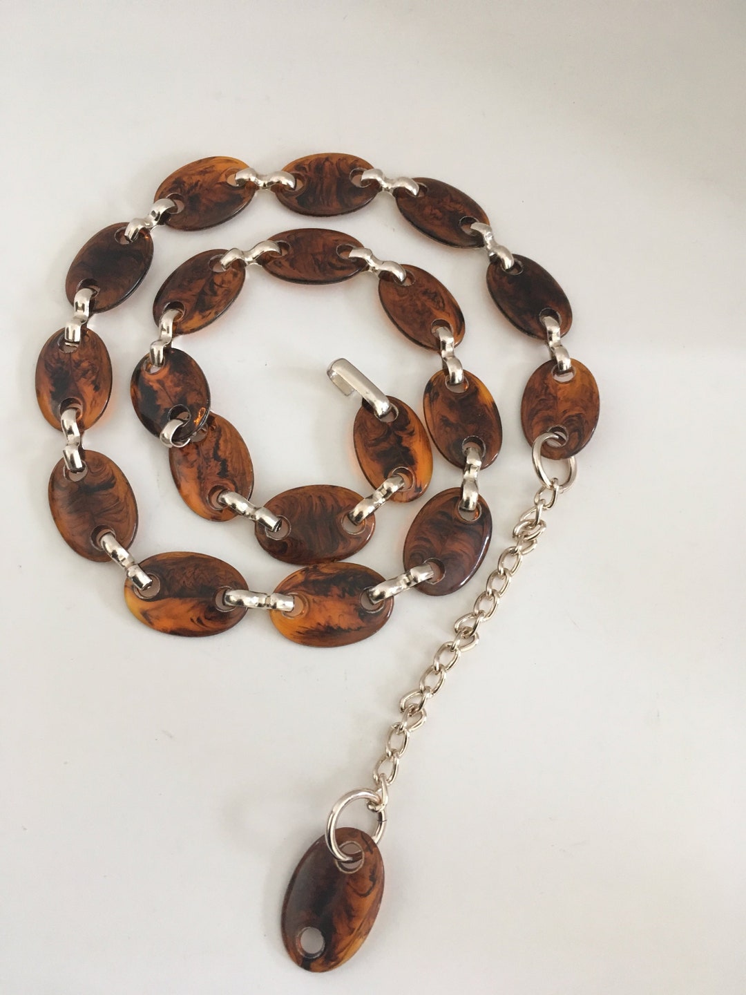 Vintage Tortoise Shell Bakelite Link and Chain Link Belt Lucite Belt ...