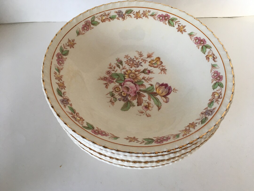 Set of 7 Sovereign Potters Earthenware Coupe Soup Bowls Mayfair Pattern ...